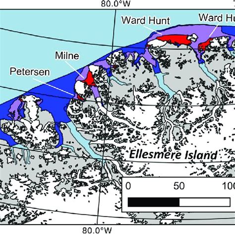 Map Of Northern Ellesmere Island With The Extent Of The Contiguous