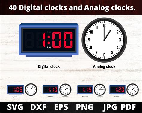 40 Digital Clocks And Analog Clocks Svg Clocks Vector 40 Etsy