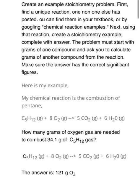 [solved] Create An Example Stoichiometry Problem First F