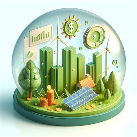 Premium Photo 3d Flat Icon Green Energy Financing Concept Charts And