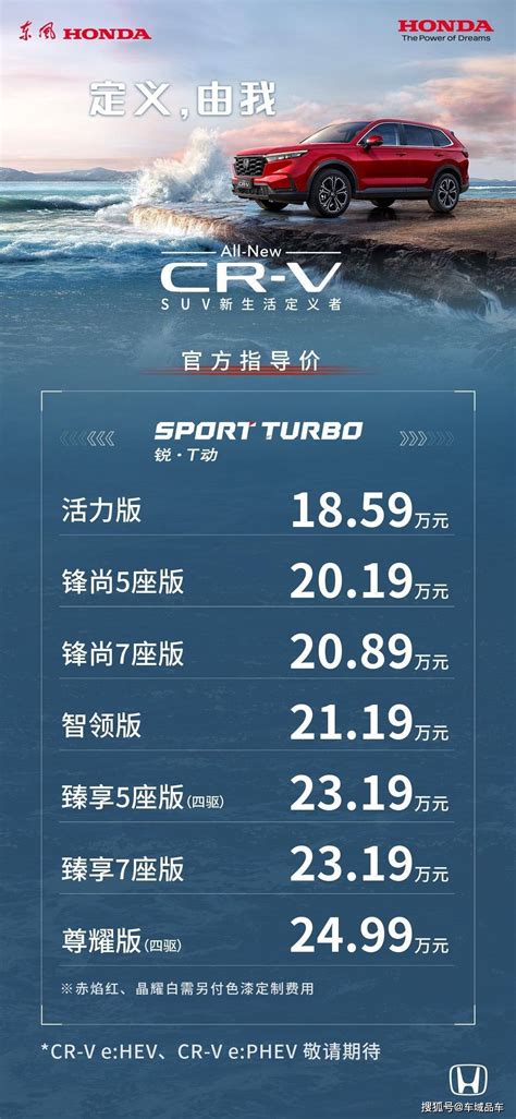 Suv新生活定义者 东风honda全新一代cr V上市 搜狐汽车 搜狐网