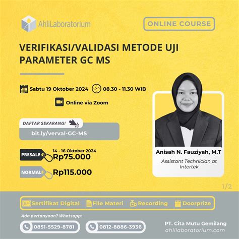Verifikasivalidasi Metode Uji Parameter Gc Ms Online Course