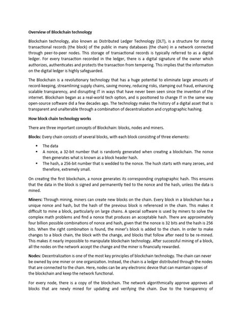 Overview Of Block Chain Technology Pdf Cryptocurrency Cryptography