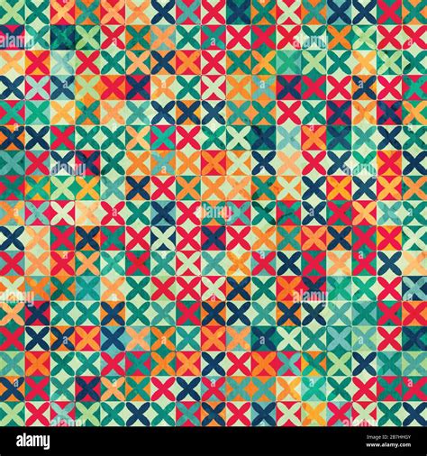 Colored Crosses Seamless Pattern With Grunge Effect Stock Vector Image