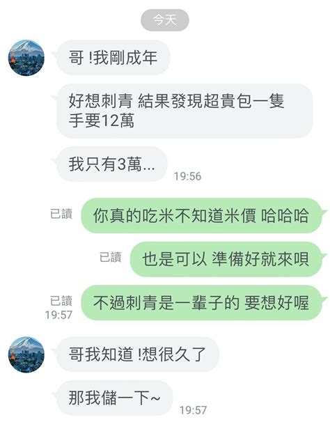 不管你有什麼需求 都能安排👌 剛成年的弟弟想刺青 資金不夠找到我 蠻特別的獲利需求🤣晚點上後續👍