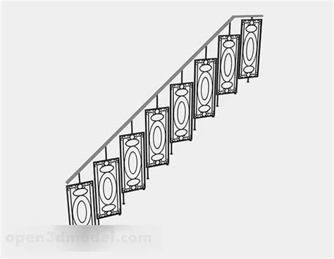 Chinese Black Iron Stair Railing Free 3d Model Max Open3dmodel