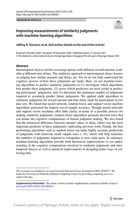 Improving Measurements Of Similarity Judgments With Machine Learning Algorithms Request PDF