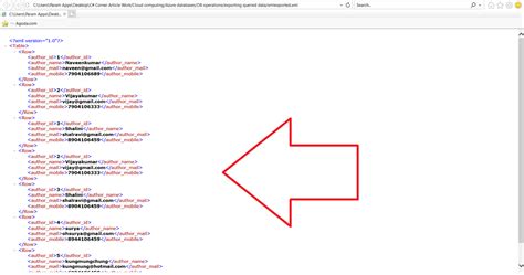 exporting the sql data from azure cloud