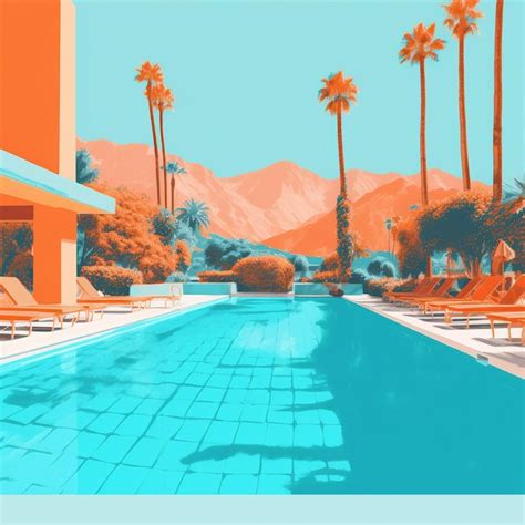 Premium Ai Image 70s Vibes At A Palm Springs Mansion Granular Texture