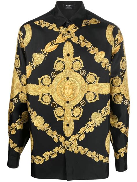 VERSACE Maschera Baroque Silk Shirt REVERSIBLE