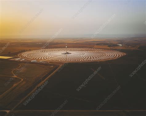 Aerial View Of Gemasolar Thermasolar Plant Andalusia Spain Stock