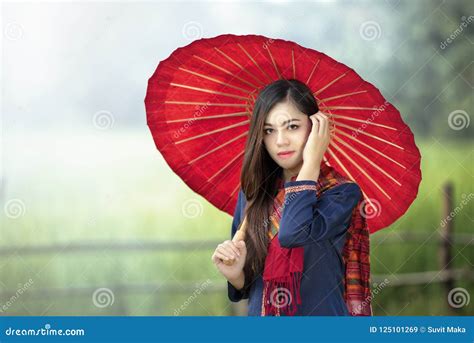 Thai Traditionalportrait Of Fashion Model Nude Girl Indoors Stock