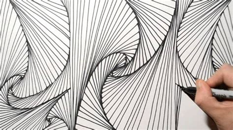 Satisfying 3d Line Illusion Drawing On Paper Daily Art Therapy Day