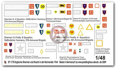 Peddinghaus 148 British Sherman And Stuart Tank Markings Normandy 1944