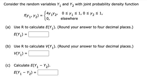 Solved Consider the random variables Y1 and Y2 with joint | Chegg.com