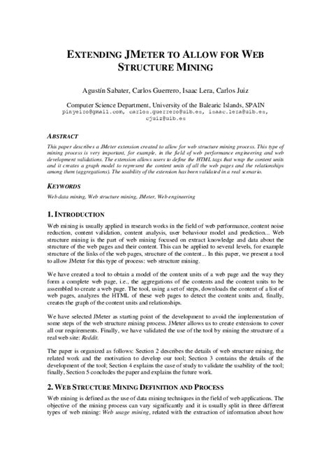 Pdf Extending Jmeter To Allow For Web Structure Mining