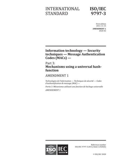 ISO IEC Amd Information Technology Security Techniques Message