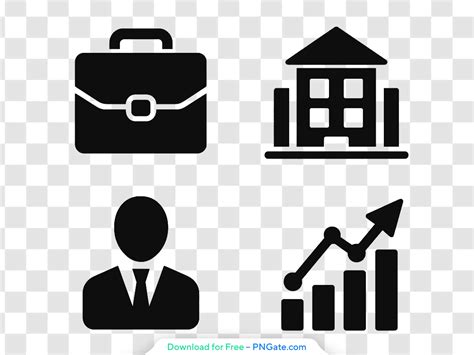 Corporate Business Icon Set With Growth Graph Free Png Pngate