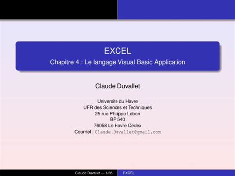 PDF EXCEL Chapitre Le Langage Visual Basic Applicationlitis