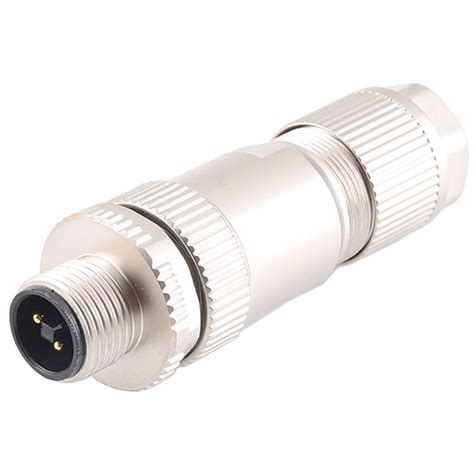 M12 Cable Connector Male Contacts 4 Field Assembly Type Screw Connection T Code Straight