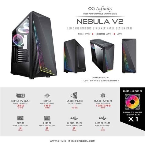 Jual Infinity Nebula V2 Rgb Front Panel Atx Middle Tower Case Gaming Shopee Indonesia