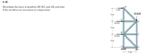 Solved 6 45 Determine The Force In Members Bf Bg And Ab