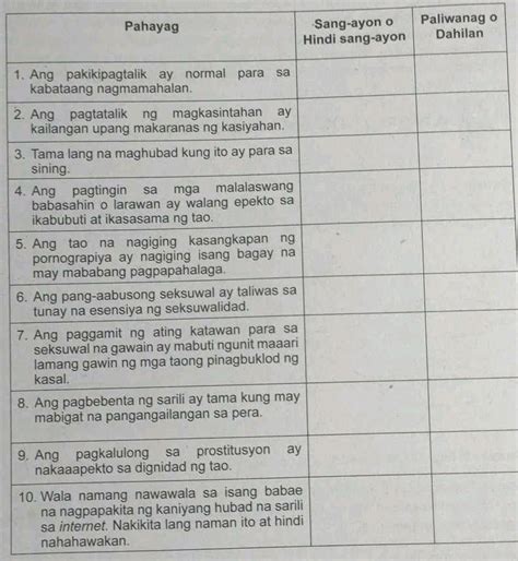Ccc Pahayag L Sang Ayon O Hindi Sang Ayon L StudyX