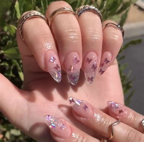 Almond Nails Unhas Bonitas Unhas Holográficas Unhas Enfeitadas