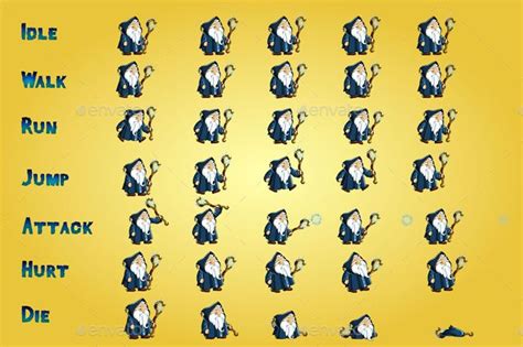 Wizards 2d Game Character Sprite Sheet Ad Game Sponsored Wizards Character Sheet 2d