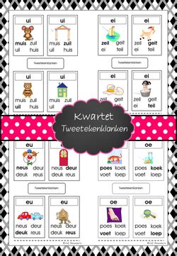Kwartet Tweetekenklanken Leren Lezen Lezen Letterherkenning Spelletjes