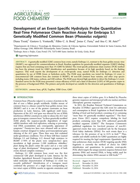 Pdf Development Of An Event Specific Hydrolysis Probe Quantitative Real Time Polymerase Chain