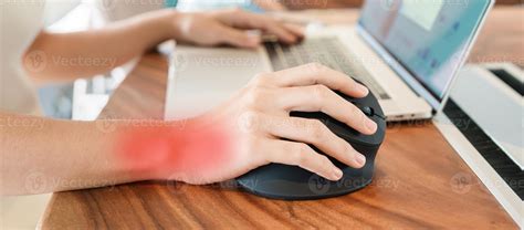 Woman Hand Using Computer Ergonomic Mouse Prevention Wrist Pain