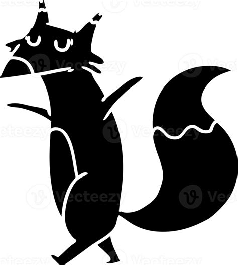 Cartoon Fox Solid Black Icon 41727269 Png