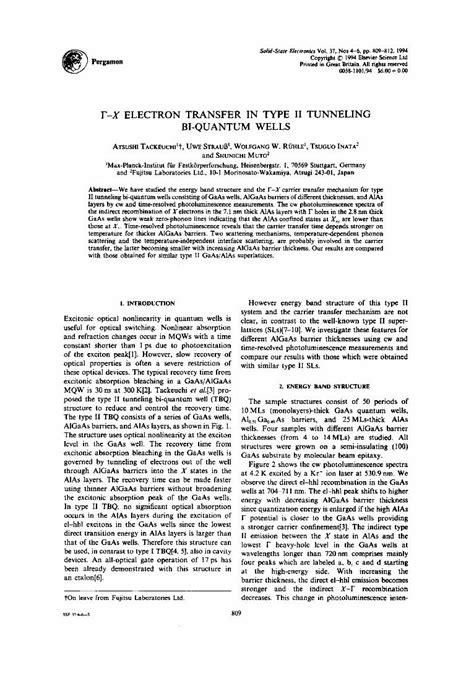 Pdf Γ X Electron Transfer In Type Ii Tunneling Bi Quantum Wells Dokumentips