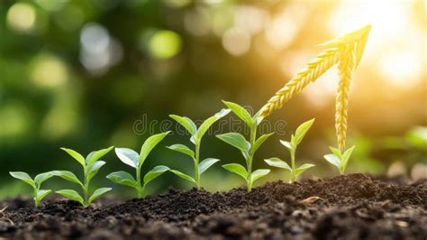 Growth Trajectory Seedlings Arrow Symbolizing Progress Cultivating