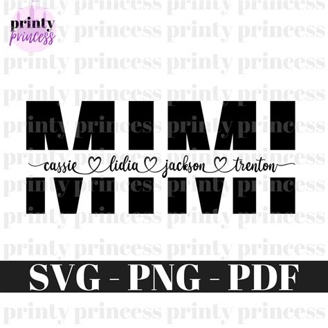 Mimi Svg Png Pdf Split Mimi Frame Svg Mothers Day Svg Mom Cut File