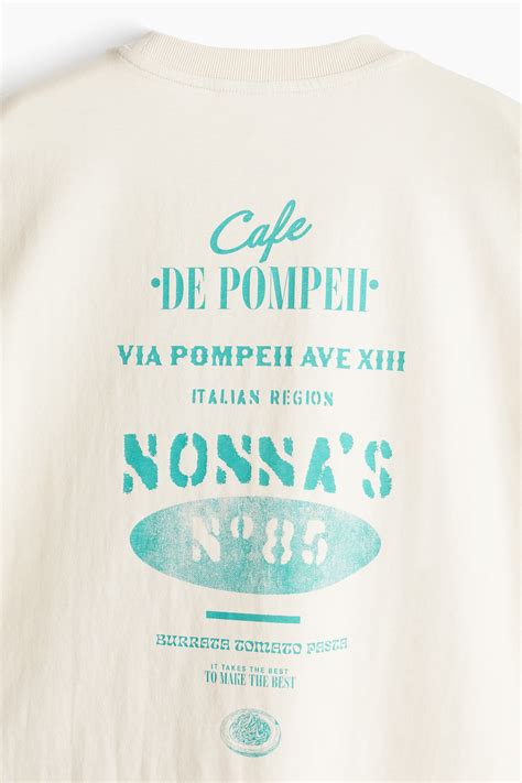 Oversized Motif Detail T Shirt Light Beigecafe De Pompeii Ladies