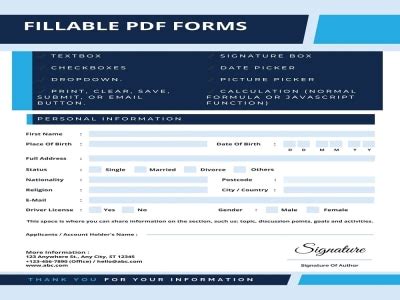 Fillable PDF Forms Adobe Acrobat Interactive PDFs Calculations Editable Upwork