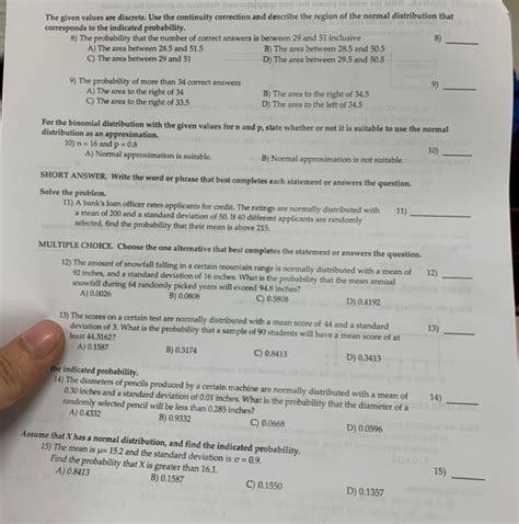 Solved The Given Values Are Discrete Use The Continuity