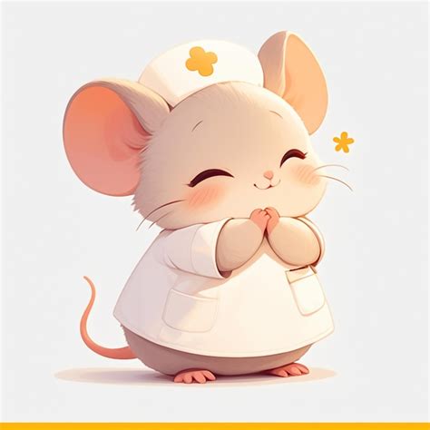 An Agile Mouse Nurse Cartoon Style Premium Ai Generated Vector