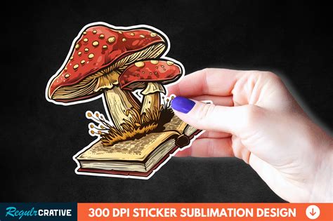 Mushroom With Book Sticker Clipart Png Graphic By Regulrcrative