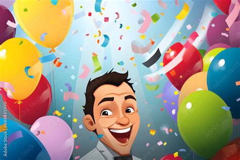 Birthday Background With Balloons Confetti And Ribbons Vector