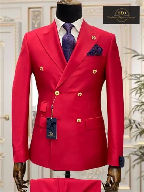 2 Piece Camus Red Double Breasted Suit Mr Ceo Collections
