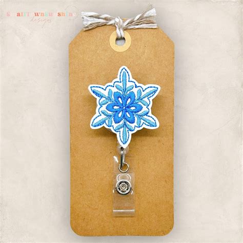 Fancy Snowflake Badge Reel Winter Badge Clip Nurse Badge Reel Teacher Lanyard Coworker T
