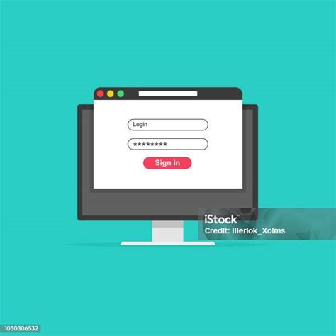 컴퓨터 또는 모니터 화면에 로그인 및 암호 양식 페이지와 로그인 인증 페이지 개념 사용자 권한 부여 계정에 로그인 합니다 사용자