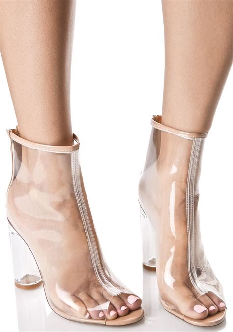 Clear Perspex Open Toe Booties Dolls Kill