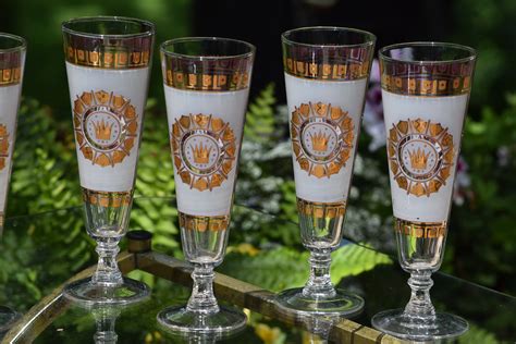 Vintage Mcm Footed Collins Cocktail Glasses Set Of 6 Vintage Pilsner