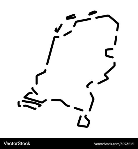 Netherlands Simplified Broken Outline Map Vector Image