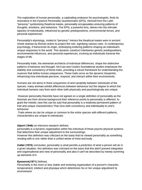 Epq Basic Concept Corrected Pdf Extraversion And Introversion