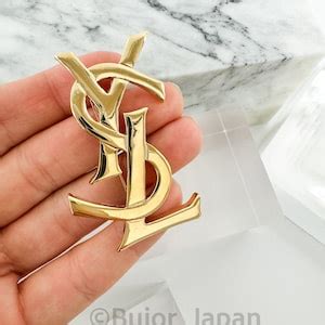Vintage YSL Yves Saint Laurent Brooch Pin YSL Logo Brooch Gold Tone Brooch Pin Vintage